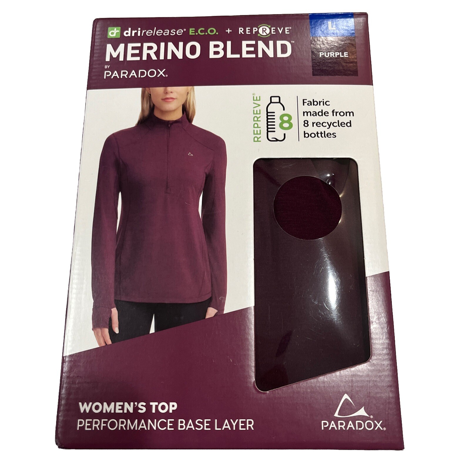 Paradox Women's Merino Blend Performance Base Layer Top Shirt LARGE ...