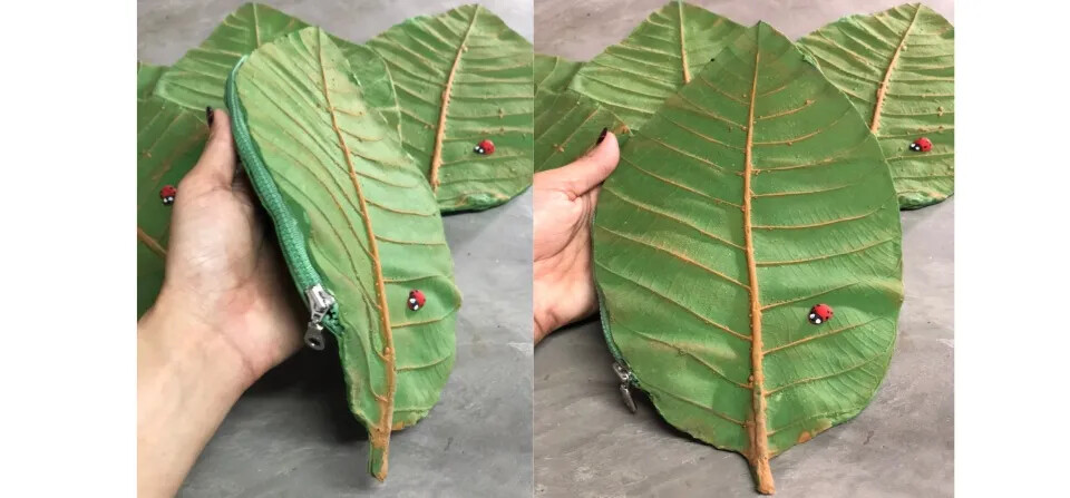 Rare bag handmade realistic leaf small large wallet art hipster weird ...