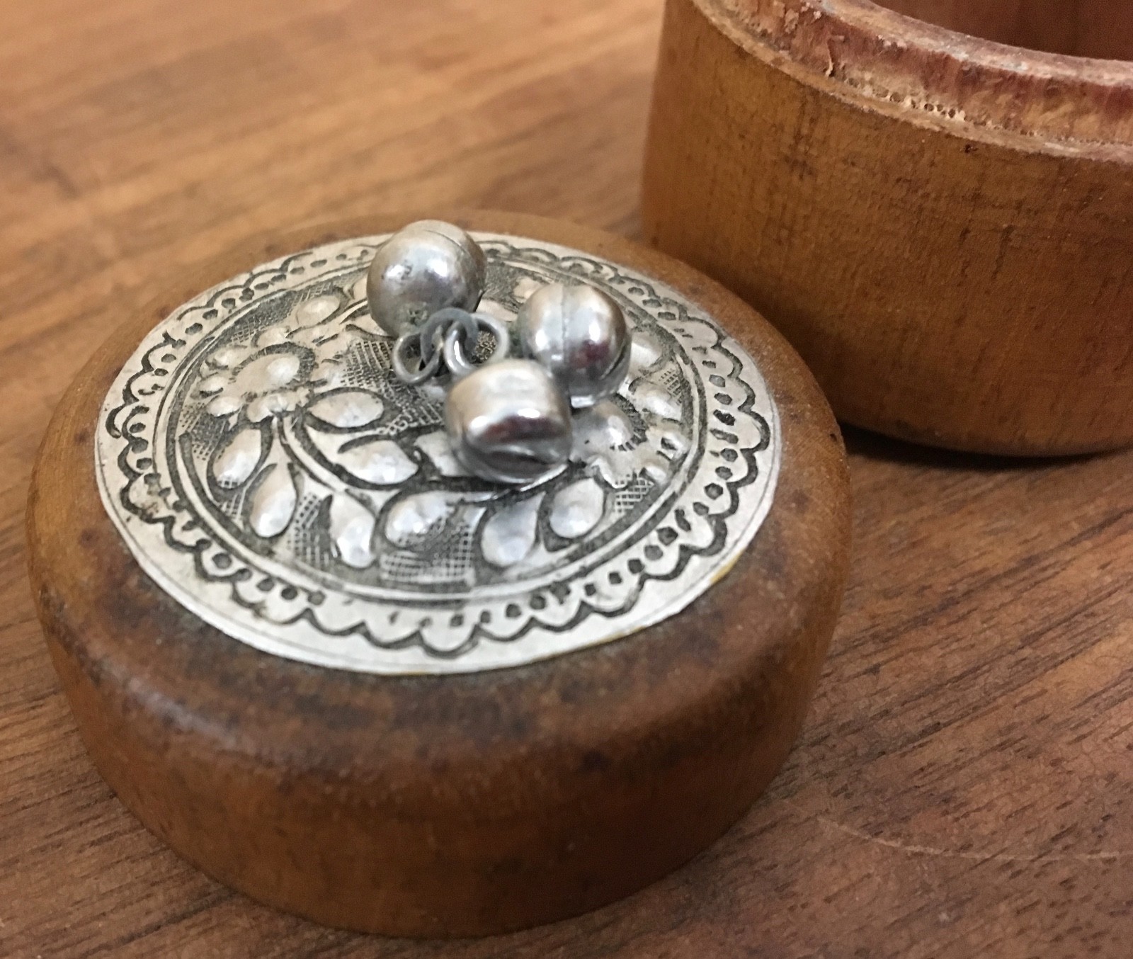 Pair of two small trinket boxes. Collectible wooden and stained glass ...