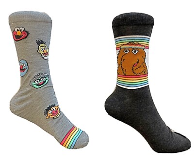 New SESAME STREET Mens 2 Pair Of Socks GROVER, SNUFFY. BERT, ERNIE ...