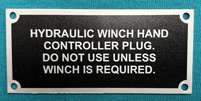 HMMWV Military Data Plate Winch M1165 M1151 M1123 M1114 M1097 M998 ...
