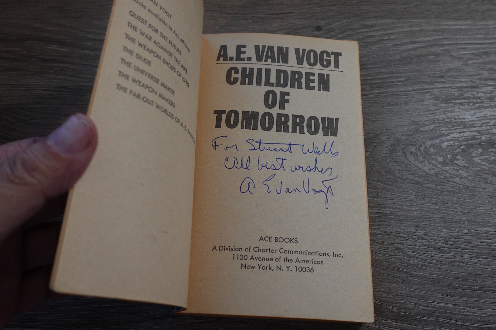 CHILDREN OF TOMORROW BY A.E. VAN VOGT RARE ACE PB INSCRIBED BY VAN VOGT ...