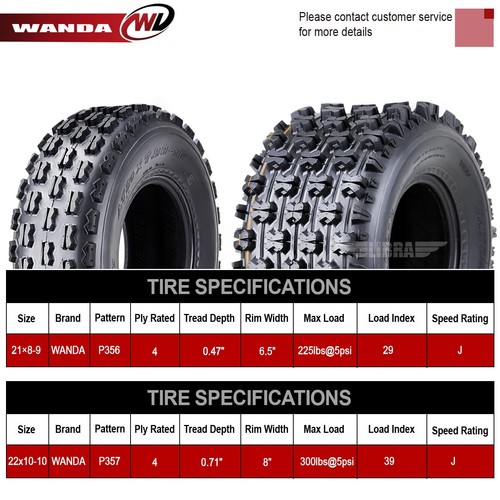 21x8-9 21x8x9 Front 22x10-10 22x10x10 Rear Sport ATV Tires 4PR GNCC ...