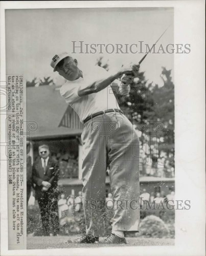 1958 Press Photo President Eisenhower plays golf at Ottawa Hunt Club in ...