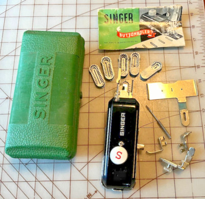 Vintage Singer Buttonholer 160506 In Green Plastic Case W654321N Sewing ...