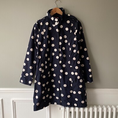 Hobbs Coat Trench Mac Jacket UK 10 Button Up Blue White Midi Length ...