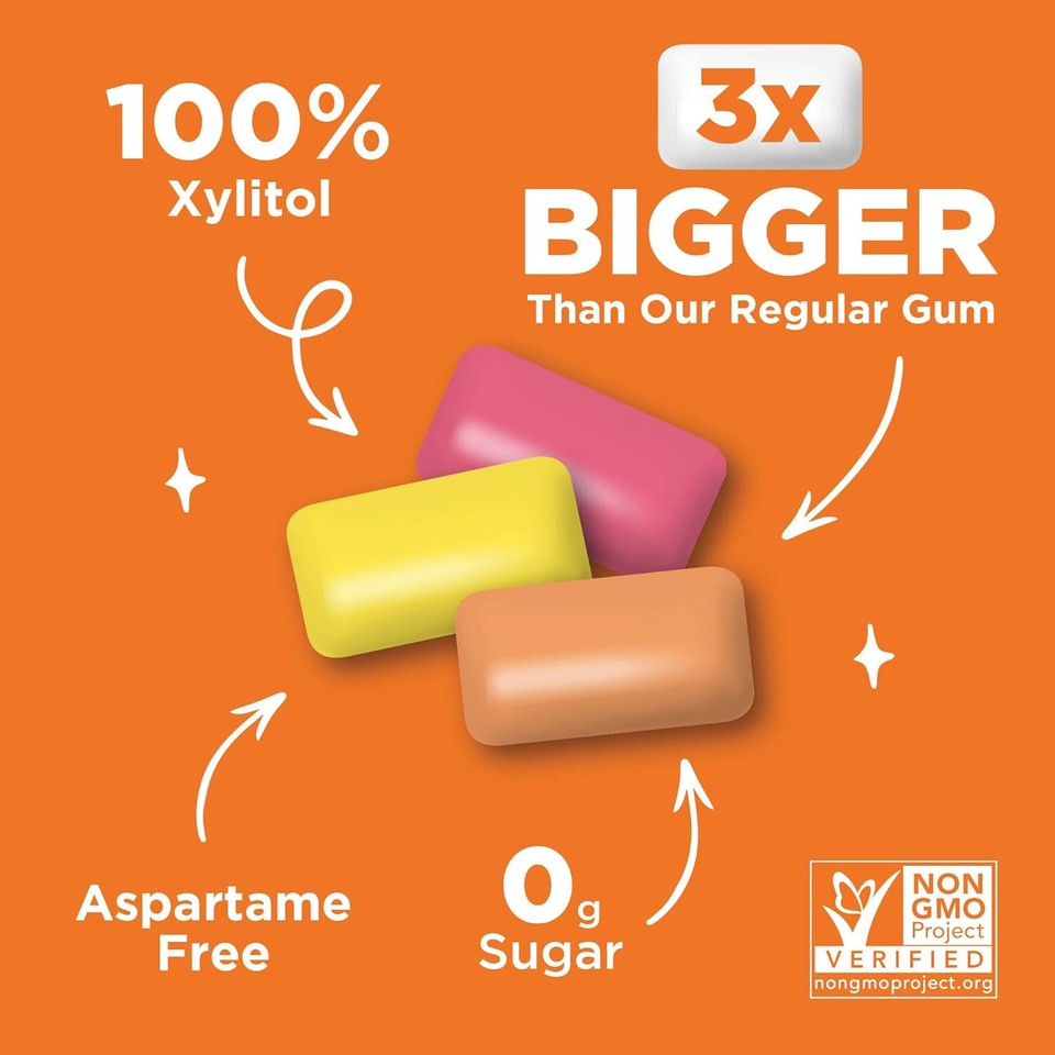 (Pack 3)PUR Jumbo Gum Aspartame Free Chewing Gum 100% Xylitol,Natural ...