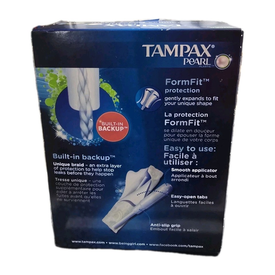Tampax Pearl Plastic Tampons, Super Absorbency, Unscented, 18 Count ...