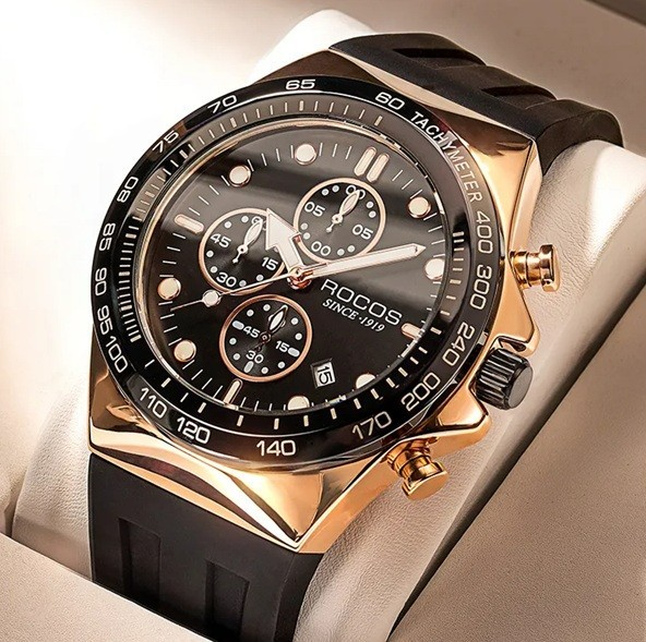 New Roco's Men's Luxury Gentlemen's Watch - Rose Gold And Black | eBay