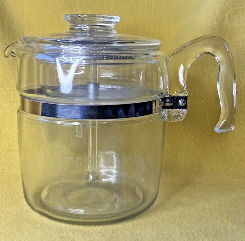 VINTAGE PYREX FLAMEWARE 9 CUP CLEAR GLASS PERCOLATOR COFFEE POT #7759-B ...