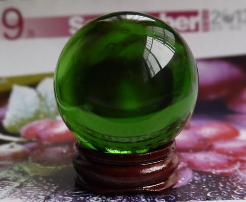 HOT 40MM +Stand Natural Green Obsidian Sphere Large Crystal Ball ...