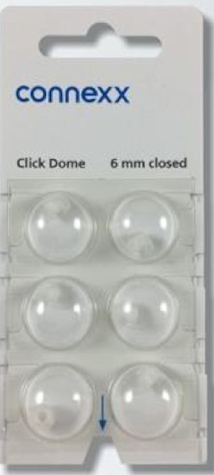 1x Connexx Click 6 mm closed dome blister pack of 6 white hearing aid ...