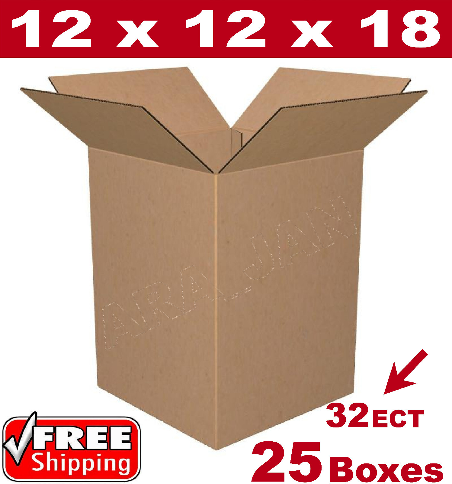 25 - 12x12x18 Cardboard Boxes Mailing Packing Shipping Box Corrugated ...