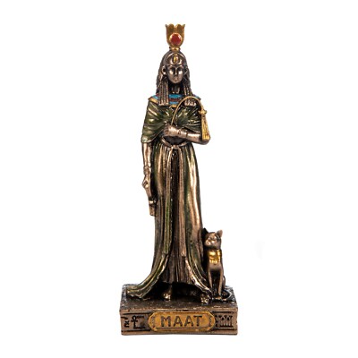 Maat Egyptian Goddess Resin Hand Painted Bronze Miniature Statue 3.3 ...