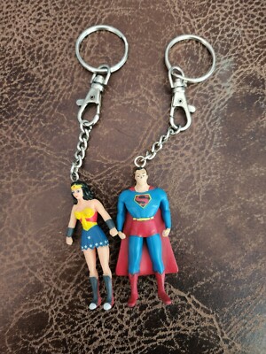 Comic Wonder Woman And SUPERMAN action figure KEY RINGS keychain ...