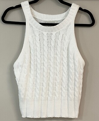 NWT Womens Express Cable Knit Tank Top White SZ L FREE SHIPPING | eBay
