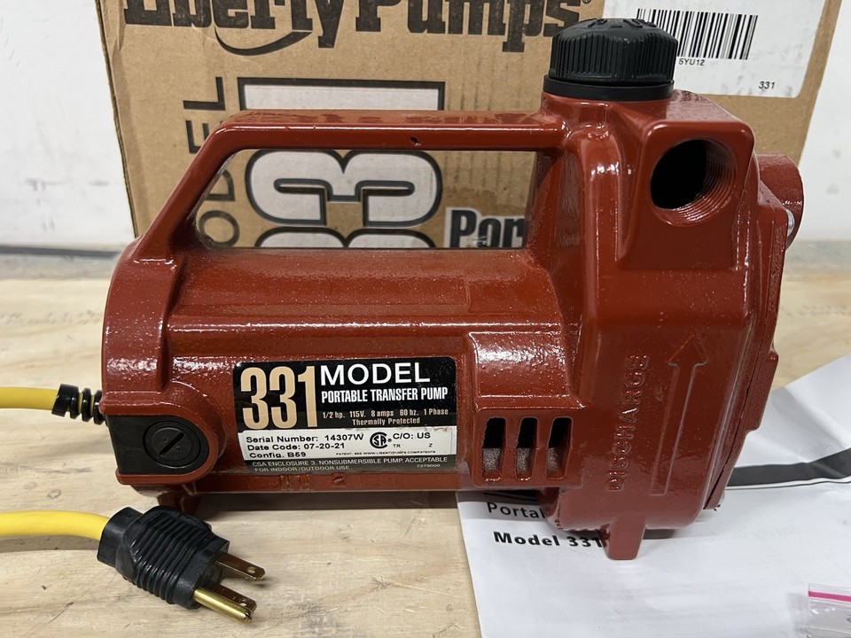 LIBERTY PUMPS MODEL 331 PORTABLE TRANSFER PUMP 1/2HP | eBay