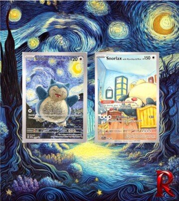 Pokemon Snorlax Mew Munchlax Starry Night Van Gogh ACG Art Black Star ...