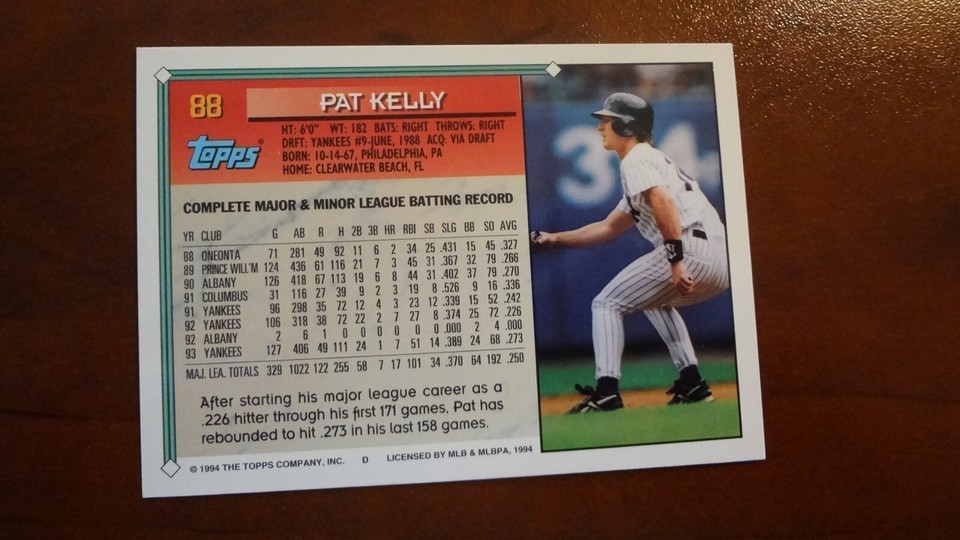 1994 TOPPS # 88 PAT KELLY BASEBALL CARD | eBay