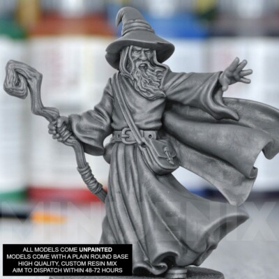 CLASSIC MAGE WIZARD Fantasy: Unpainted 3D Resin Miniature 28mm 32mm | eBay