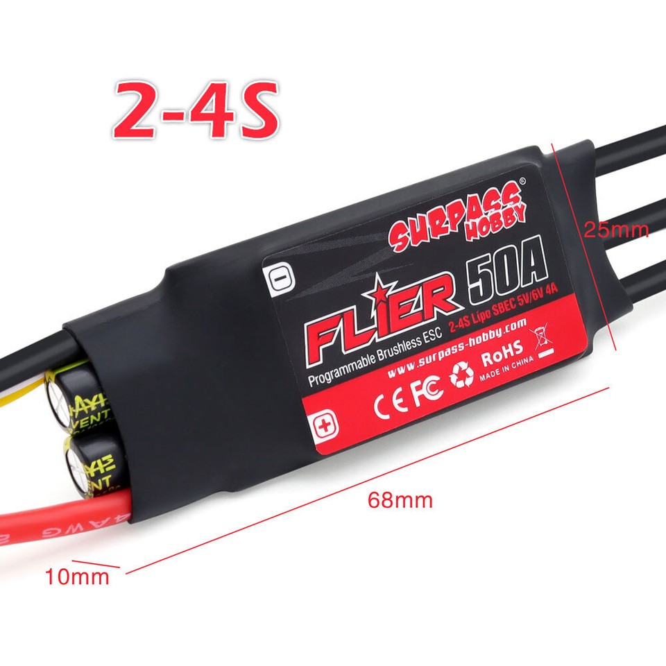 SURPASS HOBBY RC Brushless ESC 20-100A Switchable BEC for RC Fixed-wing ...