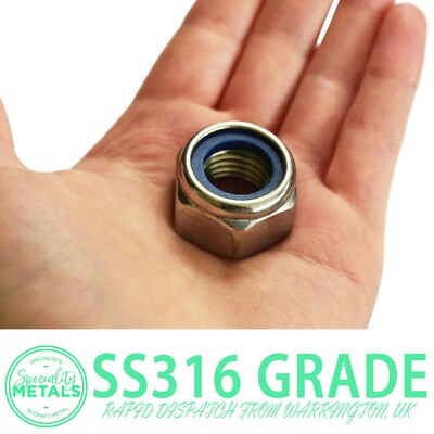 M16 (16mm) A4 Marine Grade Stainless Steel Nyloc Nylon Insert Lock Nuts ...