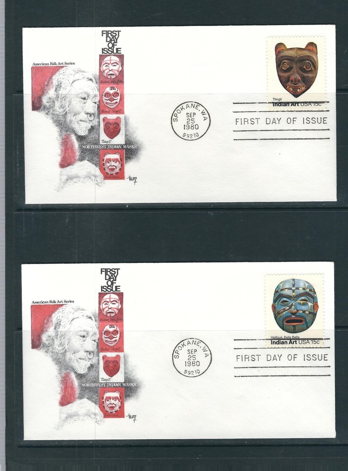 USA SC # 1834-1837 Indian Mask FDC . Marg Cachet | eBay