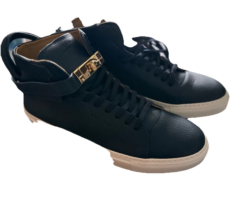 Authentic Buscemi Mens 100mm Blue Leather High Top Sneakers Size 12 | eBay