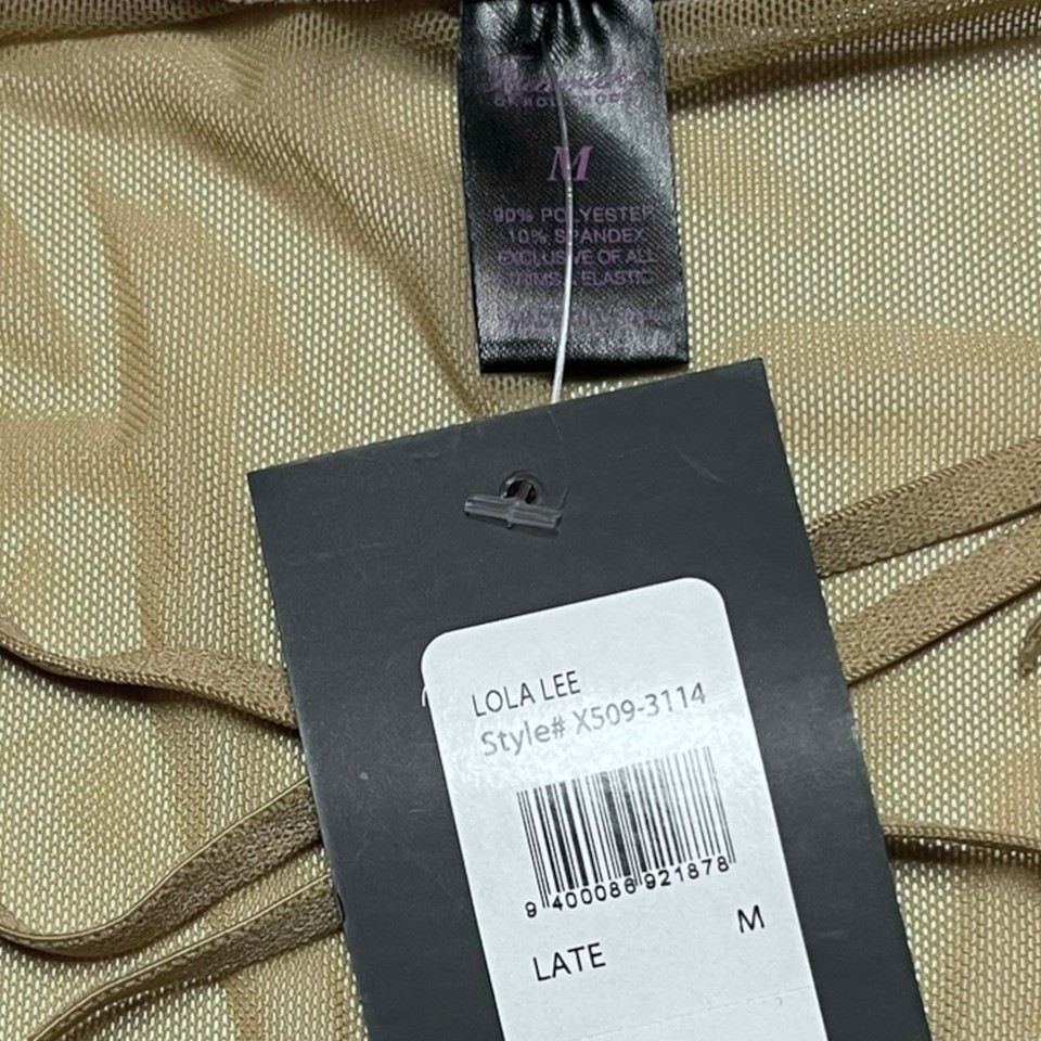 Frederick's of Hollywood Lola Lee Sheer Mesh Long Sleeve Teddy Latte ...