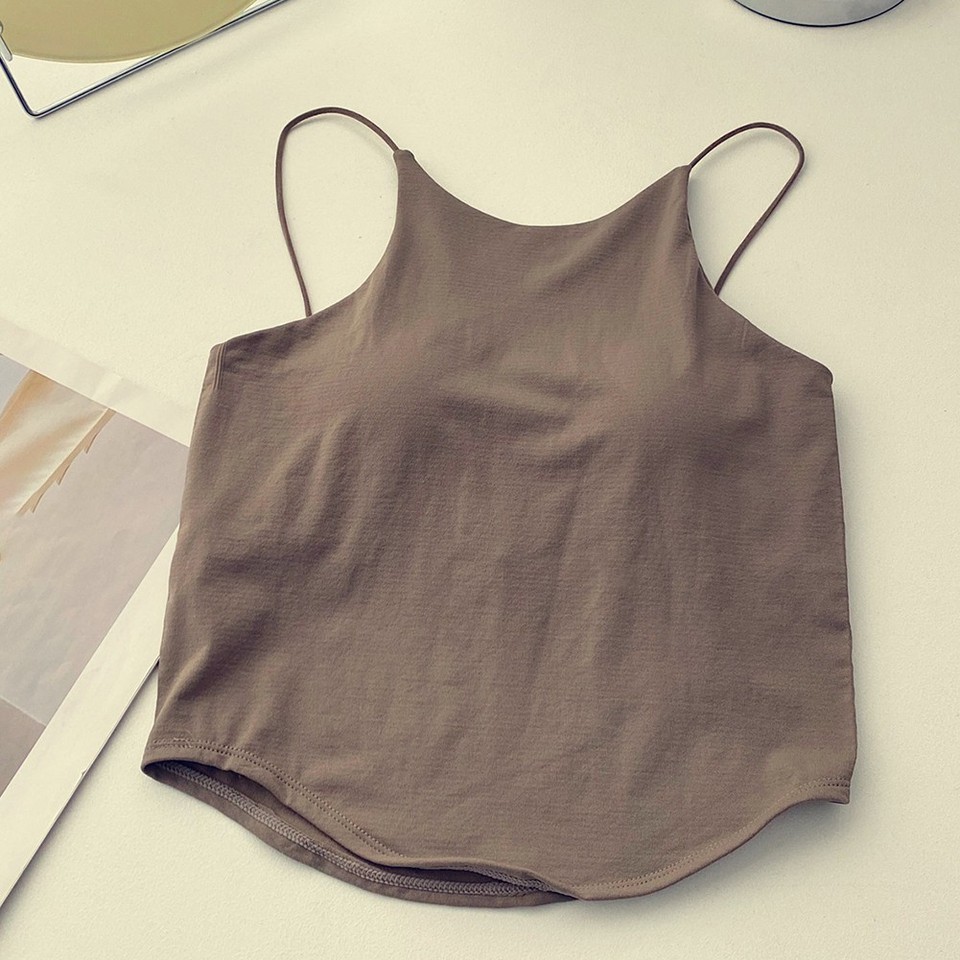 Breathable nylon halter top with chest pads and base layer for warm ...