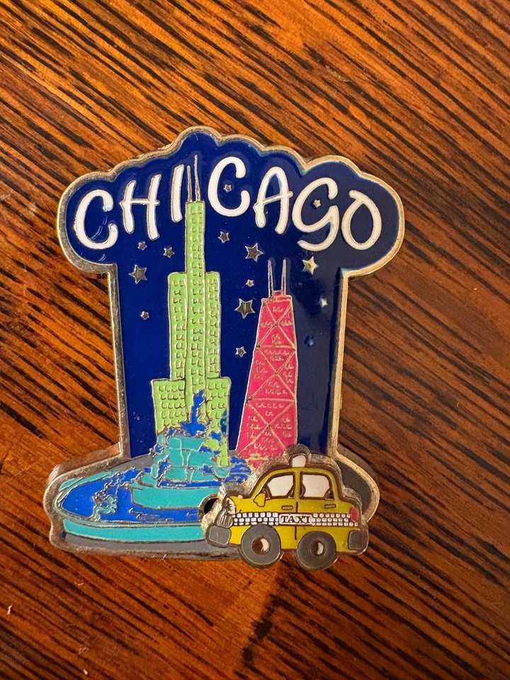 Refrigerator Magnets - Chicago Metal Navy Pier and Skyline w/Taxi | eBay