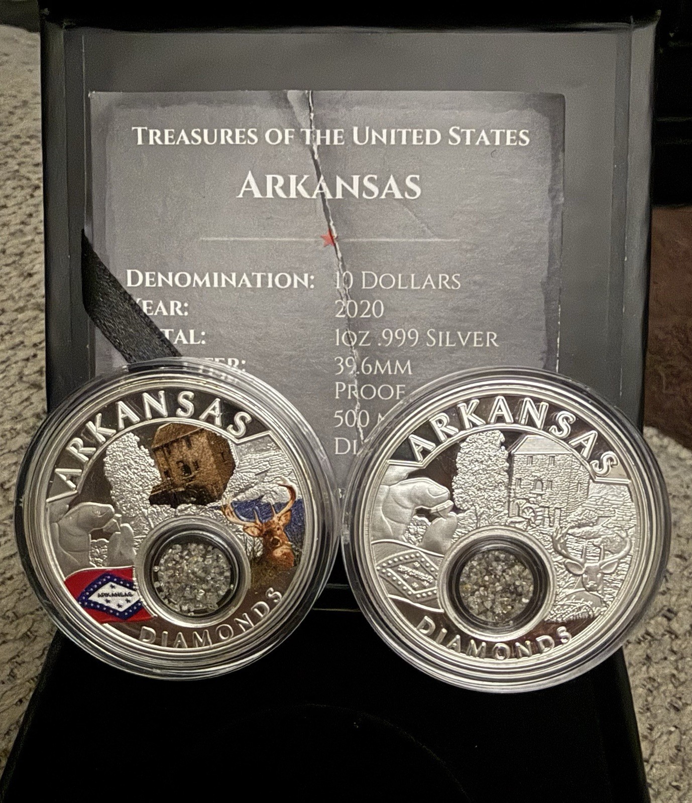 2020 Treasures of the US Arkansas Diamonds both/total 2oz .999 Silver ...