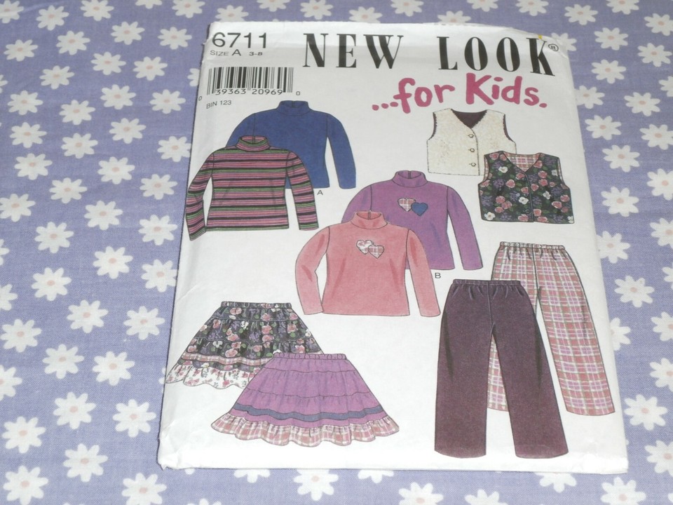SIMPLICITY NEW LOOK 6711 GIRLS TOP PANTS SKIRT VEST PATTERN-UNCUT-SIZES ...