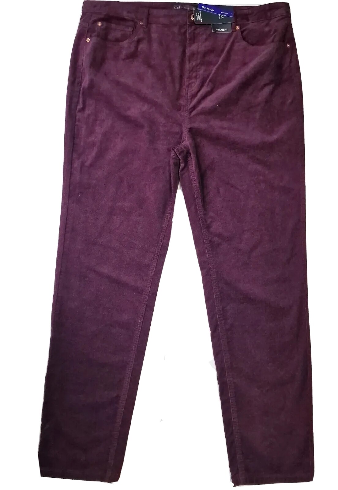 M&S Ladies Trouser The Sienna STRAIGHT Leg Trosuer Corduroy Berry ...