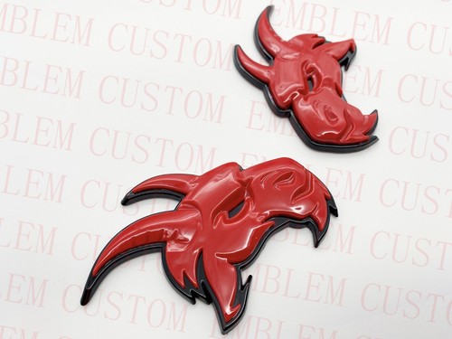 2x Red With Black Head Emblem for Ram 1500 2500 3500 Fender badge ...