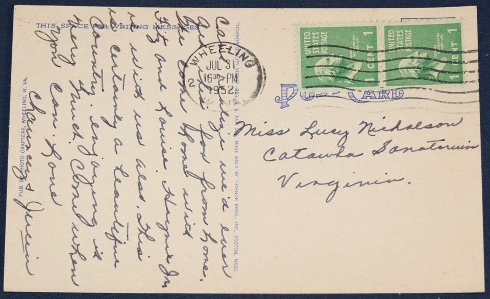 Wheeling Downs & Skyline from Air, Wheeling, WV Postcard 1952 | eBay