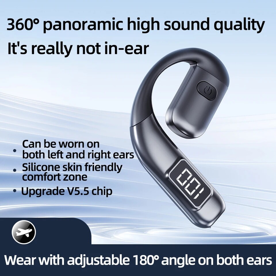Bluetooth 5.5 Earpiece Wireless Headset Driving Trucker Earbuds Noise ...