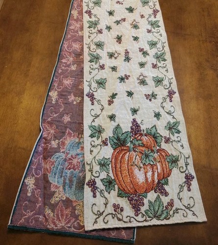 Tapestry Pumpkin Table Runner 88x12 Fall Fest Autumn Harvest Country | eBay