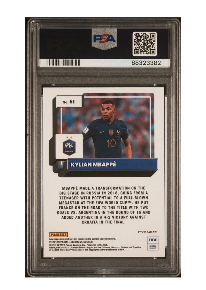 KYLIAN MBAPPE PHOTON RED OPTIC 2022-23 Panini Donruss FIFA FRANCE PSA 9 ...
