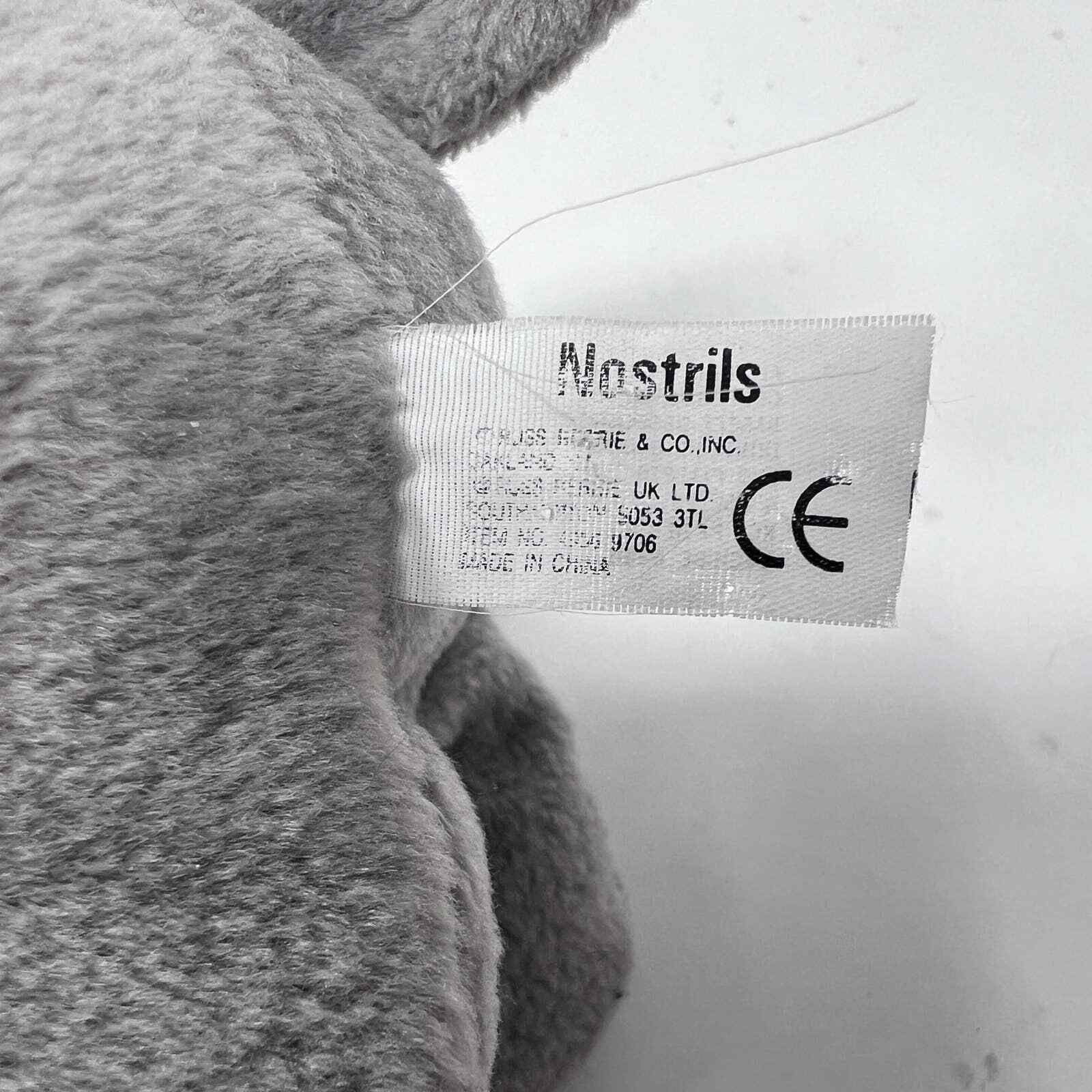 Russ Nostrils Rhino Plush 9" Gray Rhinoceros Beanie Stuffed Animal ...