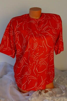 MARTYN'S (L) Jacket Partial Button Herringbone ORANGE WHITE Pockets ...