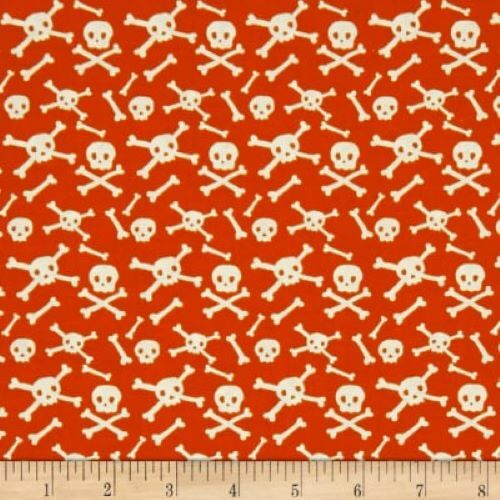 BTY SKULLS & CROSSBONES on Orange Print 100% Cotton Quilt Crafting ...