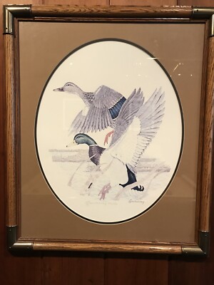 Gene Murray Pen and Ink Flying Ducks World Famous Double Signed and ...