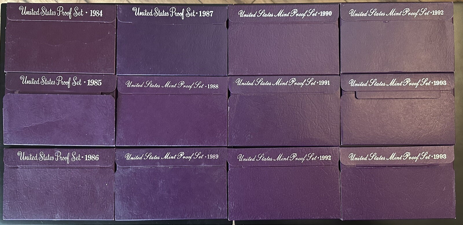 Lot of 12 US Mint Proof sets 1984-1993 -- Complete Purple set in ...