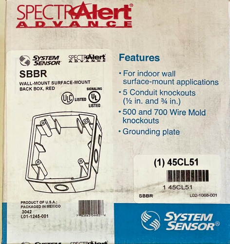 System Sensor SpectrAlert Red Advance Surface Mount Back Box SBBR | eBay