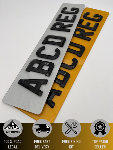 4d Bevelled Retro Diamond Number Plates Black Laser Acrylic Raised Road ...