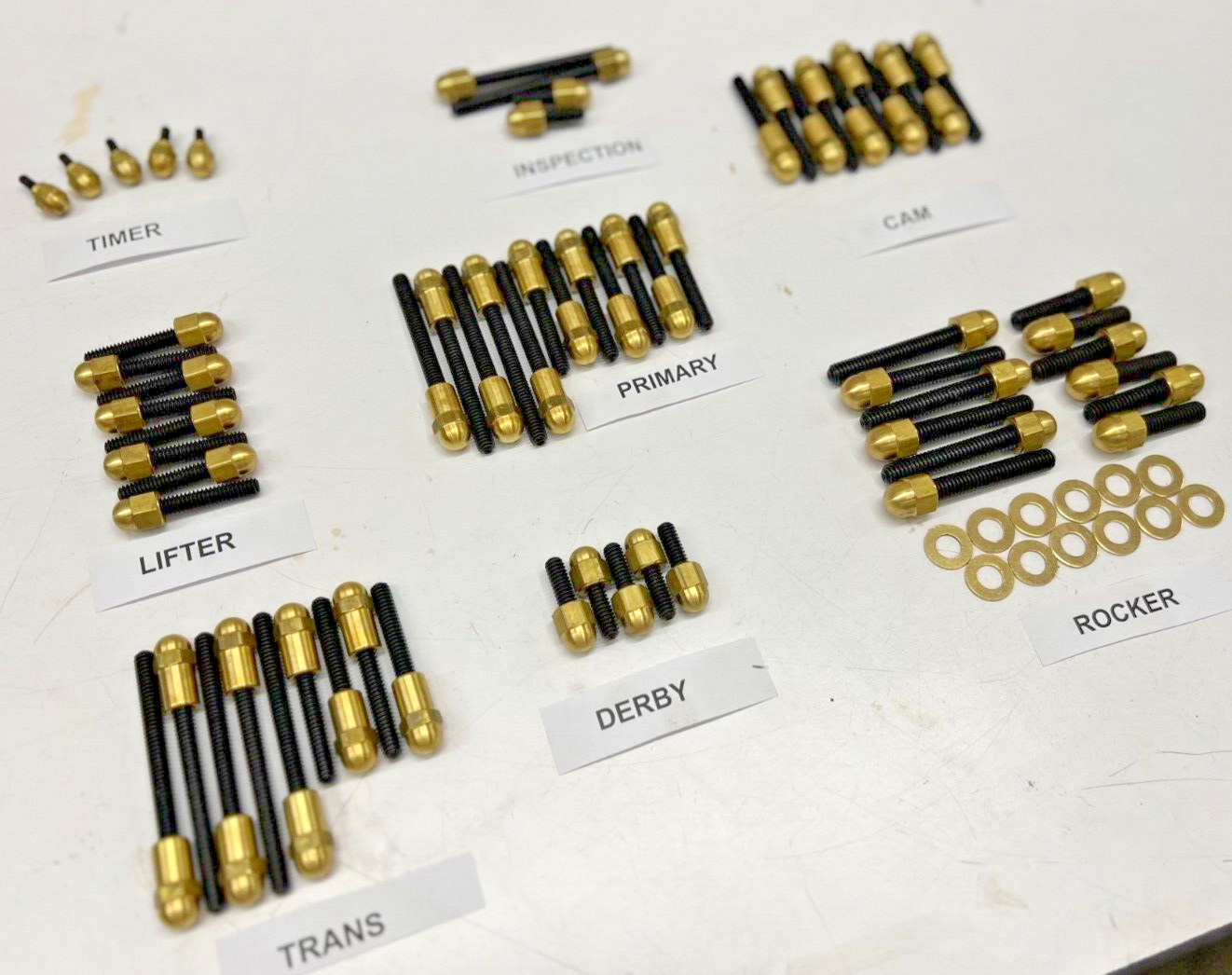 00 - 06 HARLEY SOFTAIL BIG TWIN BRASS ACORN ENGINE BOLT chopper bobber ...