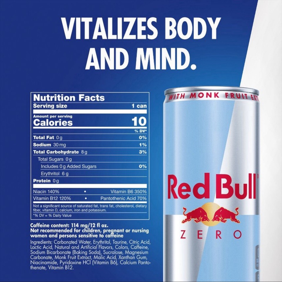 🔴 New Rare Red Bull Zero Monk Fruit Energy Drink Can 12 FL Oz (1 Can ...