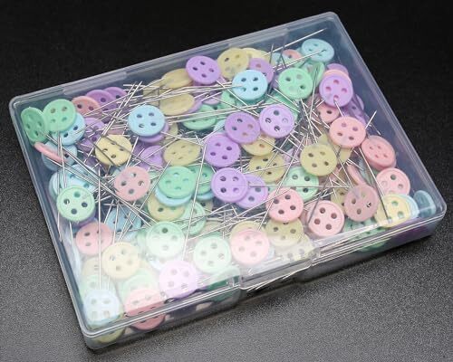 200 pcs Multicolor Straight Pins Straight Quilting Pins Craft Buttons ...