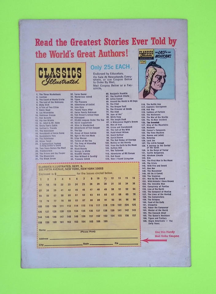 Classics Illustrated #8 1969 Gilberton Publications 3.5 Comic Book K90-205 | eBay